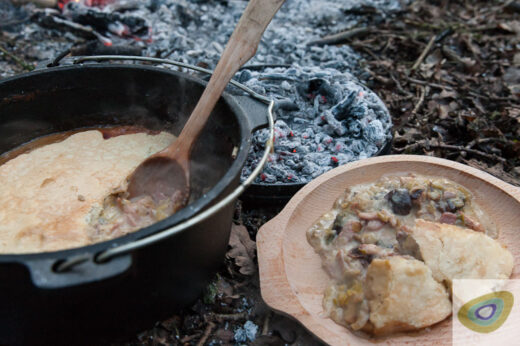 Campfire Cooking: Creamy Rabbit Pie in a Dutch Oven